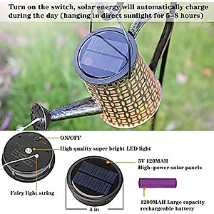 Solar Lights Outdoor Garden Decorations,Watering Can Landscape Light Large Hanging Lantern ,Outside Waterproof Patio Decor Perfect Gardening Gift