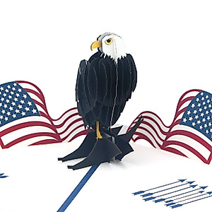 Ribbli USA Eagle Handmade 3D Pop Up Card,Greeting Card,Bird Card,National Flag Card,Patriotic Card,Birthday Card,For Memorial Day,4th of July,Flag Day,Independence Day,Veterans Day,with Envelope