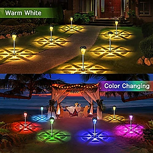 ELECLINK Solar Outdoor Lights 2 Pack, Color Changing & Warm White LED Solar Outdoor Decorative Lights for Christmas, Waterproof Solar Powered Garden Lights for Yard Pathway Holiday Festival Decor