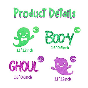 Winnwing 280Pcs Boo-y or Ghoul Halloween Gender Reveal Confetti Glitter Sprinkles Paper Scatter Table Decorations Supplies Team Boy Team Girl He or She Baby Shower Birthday Wedding (Green,Purple)