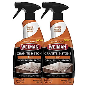 Weiman Granite Cleaner Polish and Protect 3 in 1 - 2 Pack - Streak-Free, pH Neutral Formula for Daily Use on Interior & Exterior Natural Stone