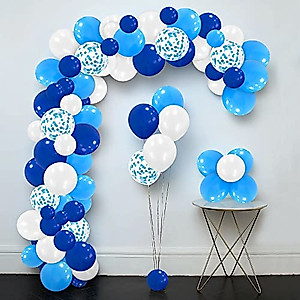 Royal Blue Confetti Latex Balloons, 50pcs Blue White Balloons, 12 Inch Light Blue Balloons, White And Blue Balloons Latex Balloons for Party Decorations, Dark Blue Balloons for Arch Garland Kit