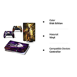 The Console Wrap Compatible with PS5 Console Skin and Controller Skins Set, Skin Wrap Decal Sticker Disk Edition, Leaf Shinobi Decal Kit