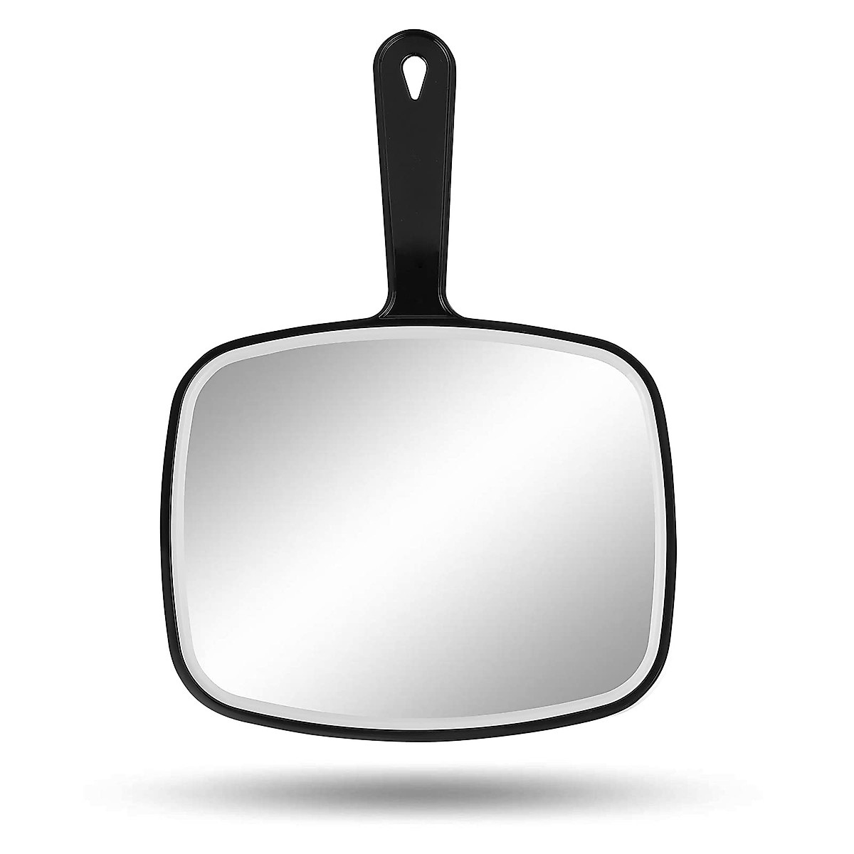 Nothers Large Hand Mirror with Handle， for Vanity Makeup Home Salon Travel Use (Square Black 10.3"x7.3")