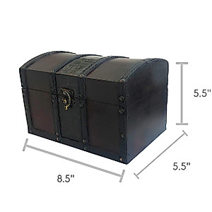 MAXFLO Handcrafted Wooden Treasure Chest Decorative Storage Box with Lock for Home Decor