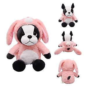 BABOLI Cuddly Husky Stuffed Animals Soft Toys with Adorable Bunny-Style Clothes Super Cute Husky Dog Plush Animal for Easter Day Gifts or Kids Birthday Party Supplies 10 Inches