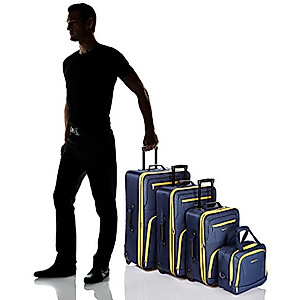 Rockland Journey Softside Upright Luggage Set, Expandable, Navy, 4-Piece (14/19/24/28)