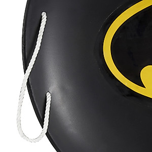 Slippery Racer ProDisc 26 Inch Heavy Duty Aluminum Iron Alloy Metal Kids Winter Saucer Snow Sled with Dual Riveted Soft Grip Rope Handles (Batman)