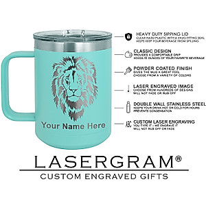 LaserGram 15oz Vacuum Insulated Coffee Mug, Sign Language I Love You, Personalized Engraving Included (Teal)