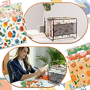 Qeeenar Decorative Floral File Folders, Letter Size, 12 Pieces, with Removable Labels and Adjustable Tabs