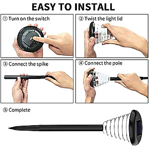 Fudosa Solar Pathway Lights, Warm/Color Changing Solar Garden Lights Outdoor Waterproof for Yard Path, Walkway, Driveway, Landscape Lighting, 4 Packs