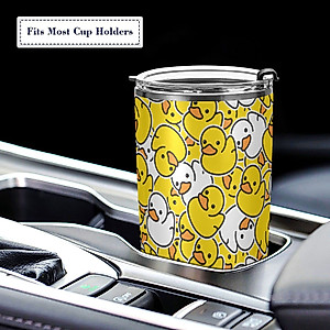 Duck Rubber Insulated Tumbler with Lid and Straw Stainless Steel Double Wall Vacuum Travel Mug Water Cup Coffee Tumbler 20oz Keep Cold or Hot Gift for Women Men Sports Hiking