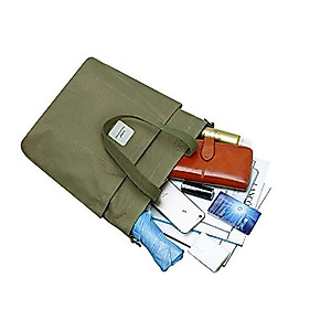 Iswee Canvas Tote Bag with Pockets Shoulder Bag Casual Top Handle Handbag Large Crossbody Bags for Women (Dark Green)