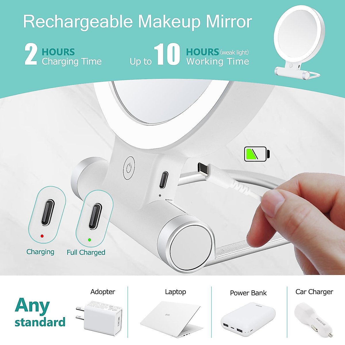 B Beauty Planet Magnifying Mirror with Light 20X/1X,Double Sided Tabletop Mirror with Adjustable Folding Handle,Cosmetic Mirror for Makeup/Travel, Tweezing, and Blackhead/Blemish Removal