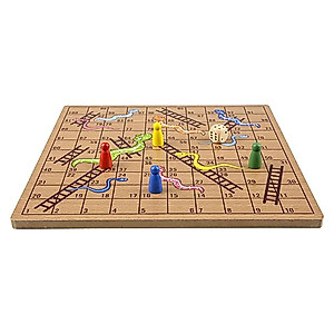 The Dreidel Company Classic Wooden Board Games, Great for Prizes, 10" (10" Wooden Snakes & Ladders)