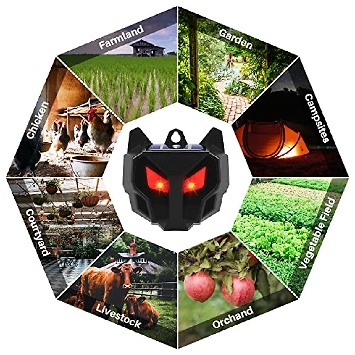 4 Pack Solar Animal Repeller Outdoor with Red LED Lights, Night Guard Animal Predator Repellent for Scares Raccoon Skunk Coyote Deer Repellent for Yard Chicken Coop Garden Farm Protection