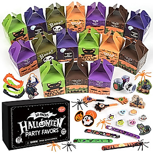 ATFUNSHOP 30PACKS Halloween Treat Boxes and Party Favors 240PCS Trick or Treat Candy Boxes for Classroom Students Exchange Halloween Carnival Prizes