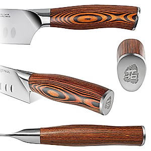 TUO 8-pcs Kitchen Knife Set - Forged German X50CrMoV15 Steel - Rust Resistant - Full Tang Pakkawood Ergonomic Handle - Kitchen Knives Set with Wooden Block - Fiery Phoenix Series