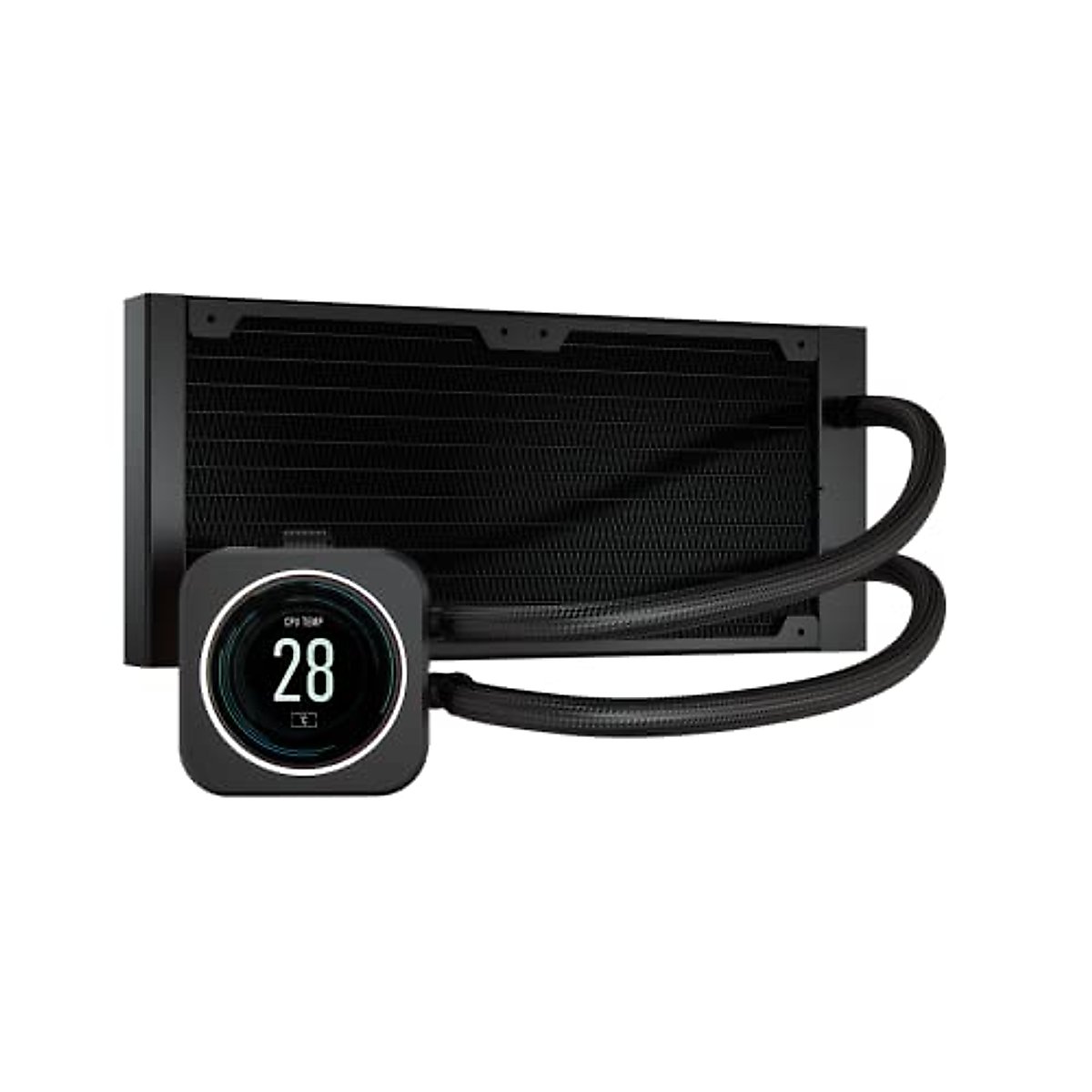 CORSAIR iCUE H100i ELITE LCD Display Liquid CPU Cooler-Custom IPS LCD Screen-40 Dynamic RGB LEDs-120mm Fans-240mm Radiator-COMMANDER CORE Smart Lighting Controller - Black