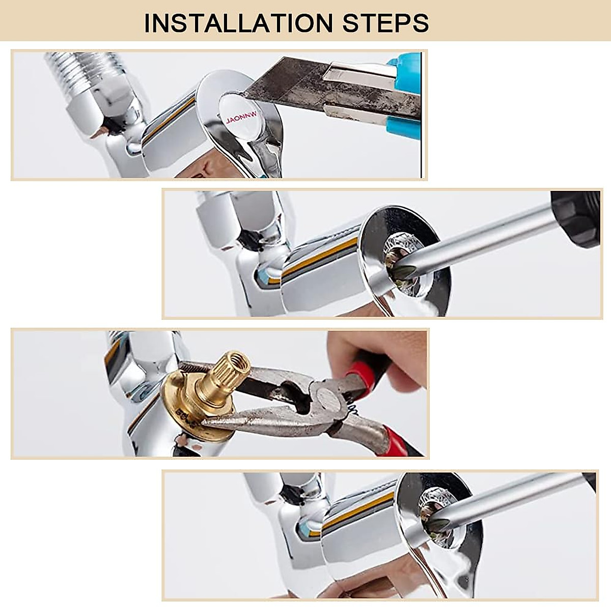 PENKOHOME 1 Pair Replacement Ceramic Tap Cartridge Valves 1/2" Quarter Turn Disc Cartridge Faucet Valves for Bathroom Kitchen Tap(Hot & Cold)