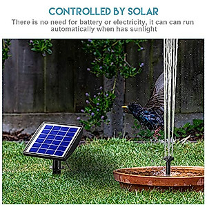 Ganeen 2.0 W 200 L/ H Solar Fountain Pump Solar Bird Bath Fountain with Panel Solar Powered Floating Pump with 5 Nozzles and 3.2 Feet Silicone Clear Tubing for Pond Fountain Garden Water Cycling