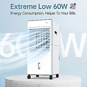 AGILLY 3-in-1 Evaporative Air Cooler, 3 Wind Speeds, 60°Oscillation Swamp Cooler, 12H Timer, Remote Control & LED Screen, Portable Air Conditioner Fan for Small Room Home & Office, White