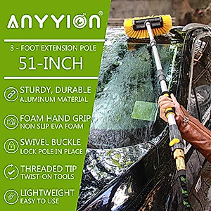 Anyyion 51-Inch Car Wash Brush with 10-Inch Soft Bristle, On/Off Switch for Car Truck Boat Washing Brush, Perfect for Cleaning House Siding, Auto Cars, Trucks, SUV, RV, Floors and More!