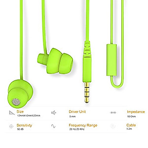 MAXROCK MINi5 Comfort-fit Headphones with Mic Wired Cellphone Earbuds with 3.5mm Jack (Green)