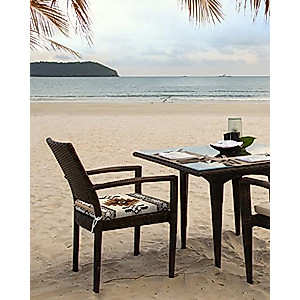 LBDOMOV Boho Western Outdoor Waterproof Cushion Chair Cover Set of 4, Patio Furniture Sofa Couch Seat Cushions Protector Slipcover with Ties, Southwest Native American Indian Geometry 22''x22''x4''