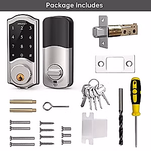 Smart Deadbolt, SMONET Front Door Lock Keyless Entry, Bluetooth Electronic Touchscreen Keypad, Physical Keys, Auto Lock, Remote Control, Send eKey, Airbnb, Apartment