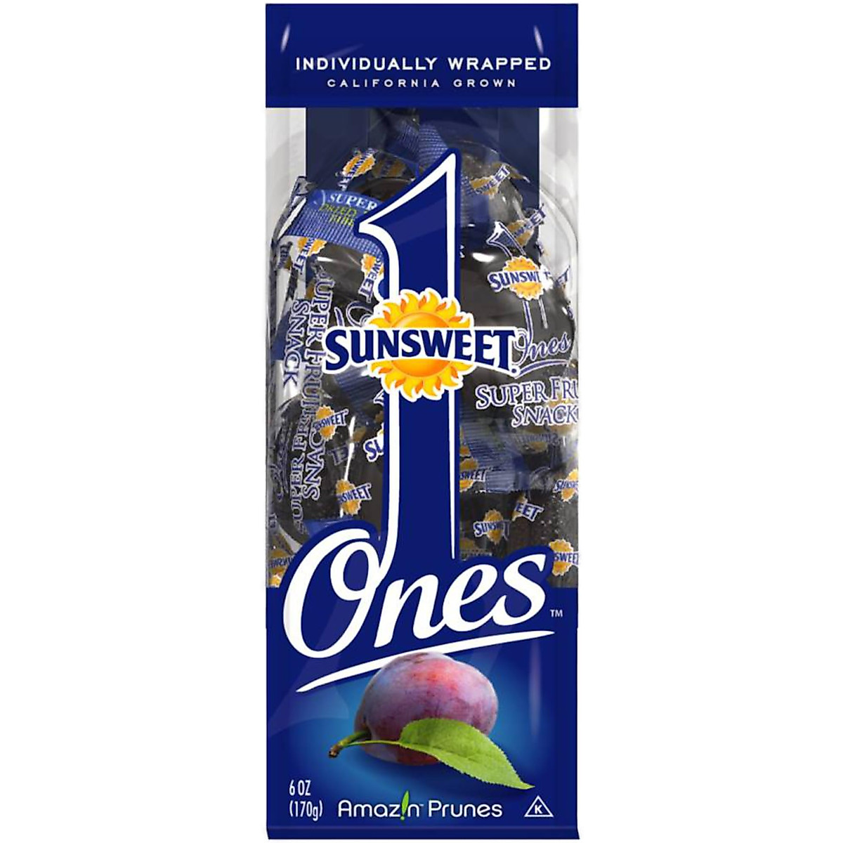 Sunsweet Gold Label Ones Super Select California Individually Wrapped Prunes 6.0 Ounces (Pack of 2)(Packaging May Vary)