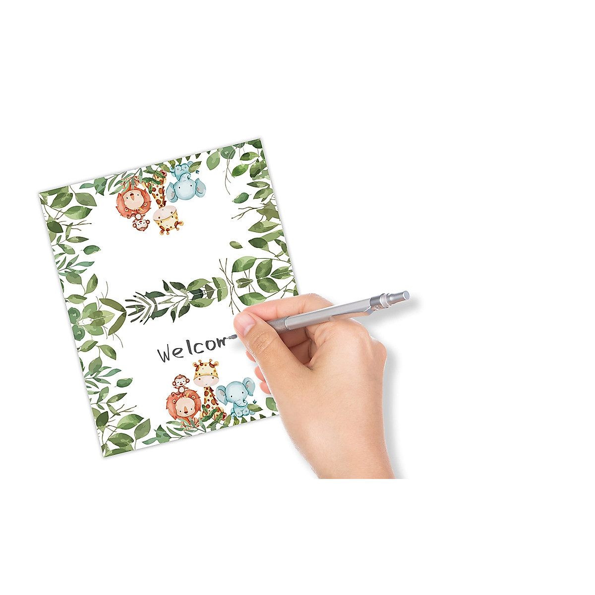 Table Place Card, Jungle Safari Animal Themed Tent Style Cards, Pack of 25 Half-Fold Reception Place Cards, Perfect for Baby Showers, Jungle Safari Birthday Party, Special Events A33