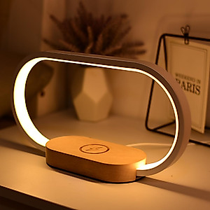 Donewin Wireless Charging Bedside Lamp with USB Charging Port,Premium Wooden Nightstand Light for Bedroom,Nursery Lamp,Touch-Control Desk Lamp,Ideal Gift Choice,Stepless Dimming& 3 Color Temps