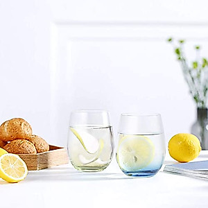 Colored Stemless Wine Glass Set of 6, Vibrant Splash Wine Glasses with Colored Bottom for Women Men Friends Sister, Good Gift Idea for Festival Wedding Birthday Party, 15 Oz