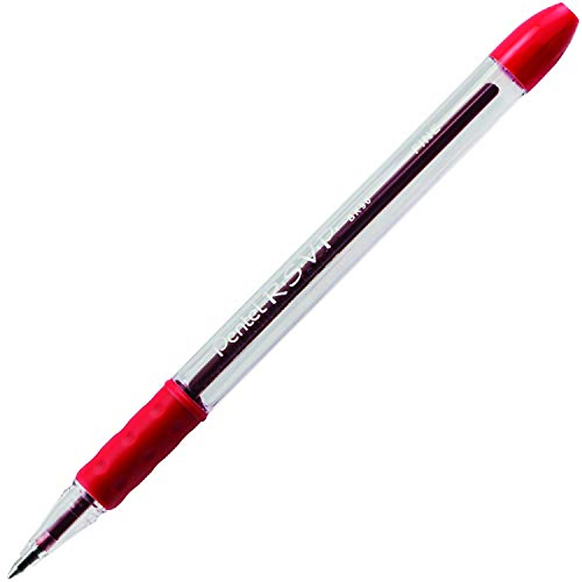 Pentel BK90B R.S.V.P. Stick Ballpoint Pen, .7mm, Trans Barrel, Red Ink (Pack of 12)