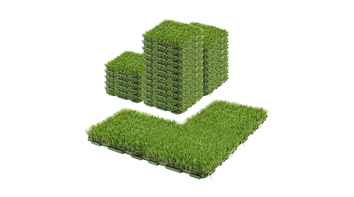 Growneer Interlocking Artificial Grass Tiles for Indoor & Outdoor Use