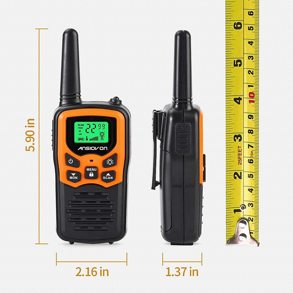 Walkie Talkies for Adults, ANSIOVON Long Range Walkie Talkies, Portable Radios Walky Talky with 22 Channels LCD Display, Handheld Walkie Talkie for Outdoor(4 Pack)
