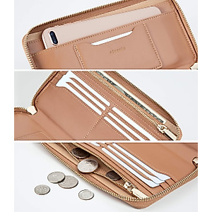 SERMAN BRANDS Women's Classic Clutch Wallets for Women RFID Blocking. Black Purse Card Wallet w. Phone Holder (Iconic)