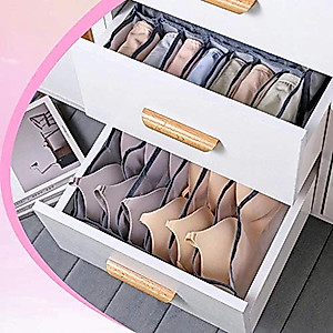 Underwear Organizer - Drawer Dividers, Set of 3 Includes 6+7+11 Cell Collapsible Closet Cabinet Storage Boxes for Organizing Lingerie, Underwear, Bras, Socks, Ties(6+7+11 Cell, Gray)