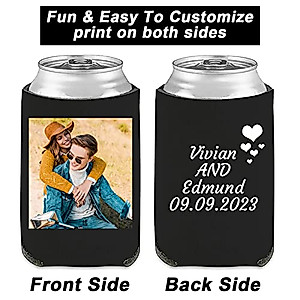 Custom Can Sleeve Beer Coolers 1-150pcs Bulk Personalized Koozies Insulated Beverage Bottle Holder with Logo Image Text for Party Weddings Fishing Picnics