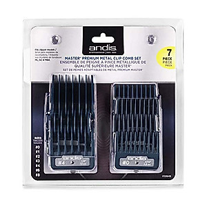 Andis Master Series Premium Metal Hair Clipper Attachment Comb 7 Piece Set, Black, 7 Count (Pack of 1)