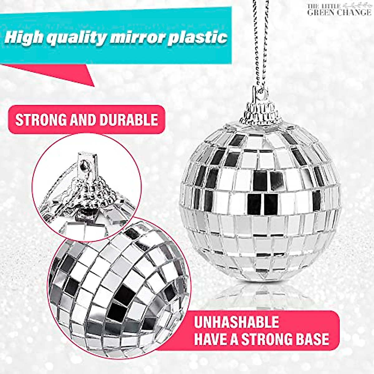 24Pcs Mini Disco Ball Party Decorations - Silver Mini Plastic Ornaments Small Disco Balls Valentines Tree Decorations for Wedding - 2" for Disco Party Decorations Holiday Tree Wedding Party Festival