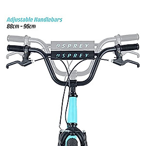 Osprey Adult Youth BMX Kick Scooter | 20 x 16 Inch Big Wheels, Kids Teen Bicycle Off Road Scooter with Adjustable Handlebars Inflatable Wheels and Caliper Brakes - Blue