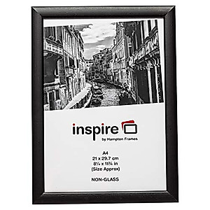 Hampton Frames Blackwood A4 (21x30cm) Black Pine Picture Poster Photo Frame Acrylic (Non Glass) PAWFA4BBLKX - 1PK
