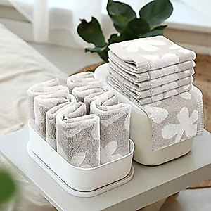 Washcloths 12” x 12”, Highly Absorbent Wash Cloths for Your Body, Four Leaf Clover Wash Clothes for Bathroom Spa (Light Gray), 12 Pack