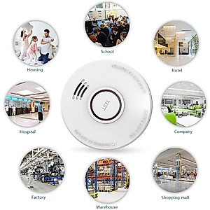 LSHOME 4 Pack Smoke Detector Fire Alarms 9V Battery Operated Photoelectric Sensor Smoke Alarms Easy to Install with Light Sound Warning, Test Button,9V Battery Included Fire Safety For home (GS526A-4)