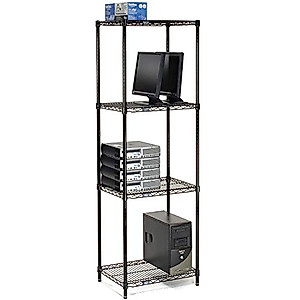 Nexel Adjustable Wire Shelving Unit, 4 Tier, NSF Listed Commercial Storage Rack, 18" x 24" x 74", Black Epoxy