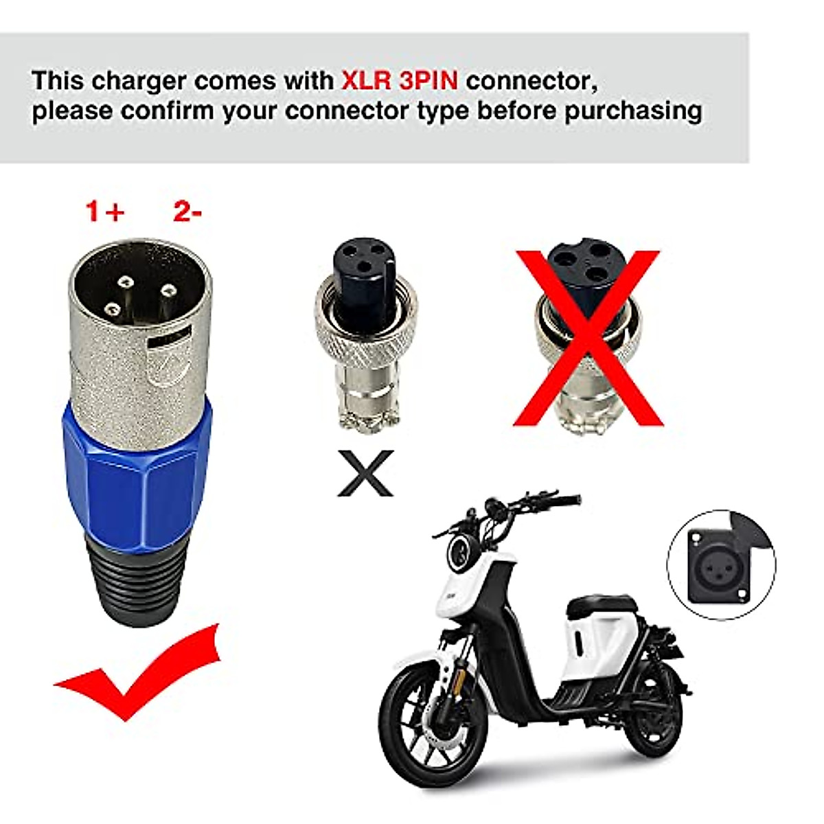 YZPOWER 54.6V 4A Power Adapter for Electric Bike Mobility Scooter 48V Lithium Battery Charger XLR Connector
