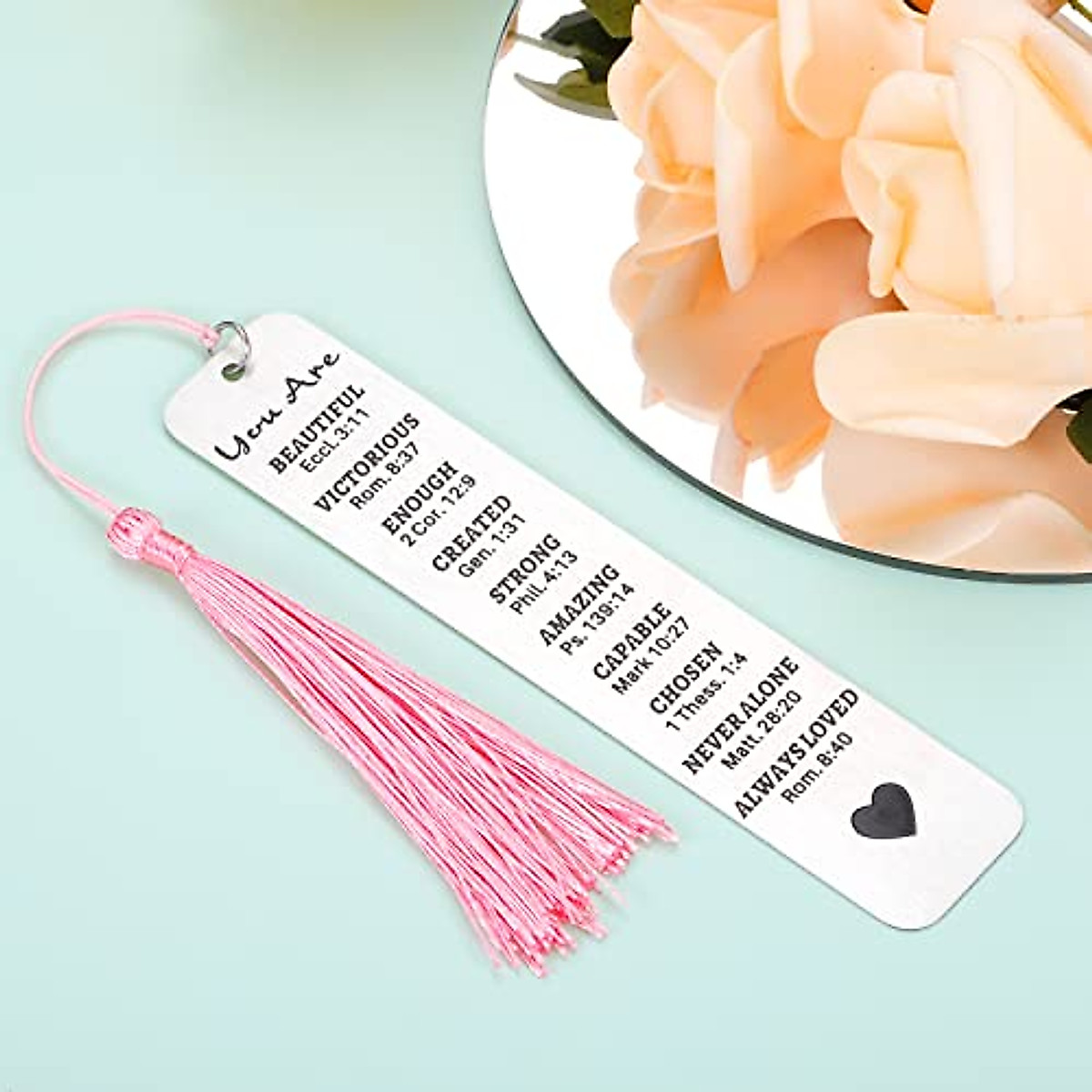 Inspirational Christian Bookmark Gifts for Women Christmas Stocking Stuffers Bible Verse Christian Gift for Book Lovers Girls Daughter Birthday You are Beautiful Friends Religious Church Bulk Gifts