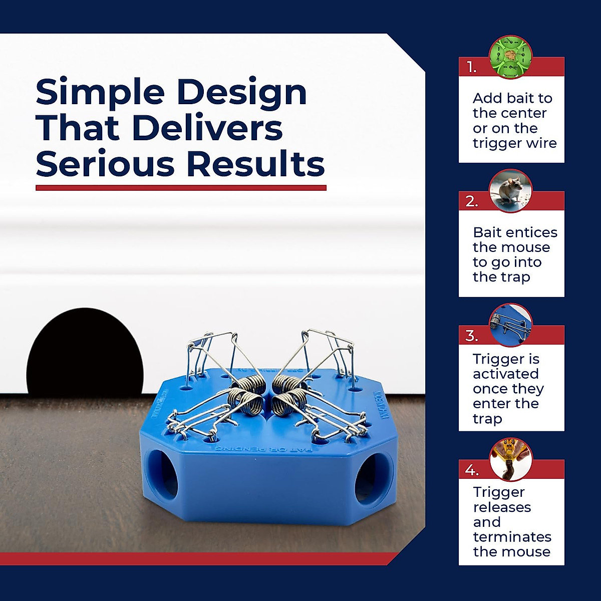 RU CHILLIN Multi Catch Mice Traps | 4-in-1 | Mouse Traps for Home Indoor & Outdoor | Small Rat Traps That Work | Reusable Rodent Traps | Trampas para Ratones | Pet and Child Friendly (Black)